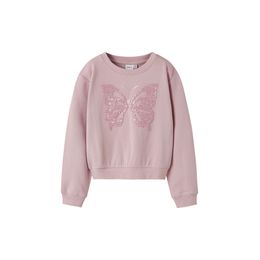 name it Mädchen Sweatshirt "NKFLOVA SH NREG SWEAT UNB BOX", lila, Gr. 116, bedruckt, Sweatware, Obermaterial: 100% Baumwolle, Sweatshirts