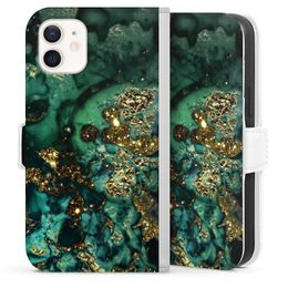 DeinDesign iPhone 12 mini Handy Klapph&uuml;lle Handyh&uuml;lle aus Kunst Leder wei&szlig; Flip Case Muster Glitzer Marble Sideflip mit Lasche