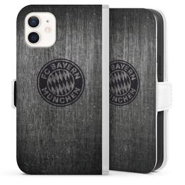 DeinDesign iPhone 12 mini Handy Klapph&uuml;lle Handyh&uuml;lle aus Kunst Leder wei&szlig; Flip Case Fcb Metallic Look Fc Bayern M&uuml;nchen Sideflip mit Lasche