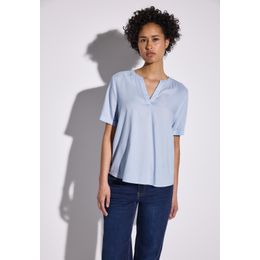 Street One Damen Shirtbluse, blau, Gr. 34, unifarben, Stoff, 100% Viskose, Blusen, aus softer Viskose