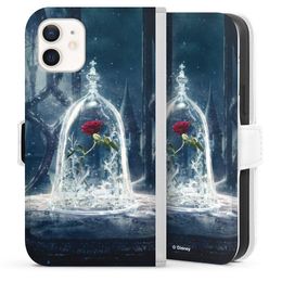 DeinDesign iPhone 12 mini Handy Klapph&uuml;lle Handyh&uuml;lle aus Kunst Leder wei&szlig; Flip Case Rose The Beauty And The Beast Disney Princess Sideflip mit Lasche