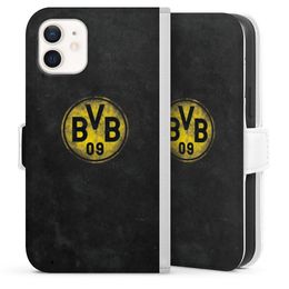 DeinDesign iPhone 12 mini Handy Klapph&uuml;lle Handyh&uuml;lle aus Kunst Leder wei&szlig; Flip Case Bvb Borussia Dortmund Merchandise Sideflip mit Lasche