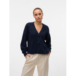 Véro Moda VERO MODA Damen Strickjacke "VMCECILY LS V-NECK CARDIGAN GA", blau, Gr. S, unifarben, Strick, Obermaterial: 65% Polyester, 28% Polyacryl, 5% Wolle,
