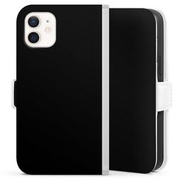 DeinDesign iPhone 12 mini Handy Klapph&uuml;lle Handyh&uuml;lle aus Kunst Leder wei&szlig; Flip Case Colour Black Unicoloured Sideflip mit Lasche