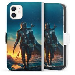DeinDesign iPhone 12 mini Handy Klapph&uuml;lle Handyh&uuml;lle aus Kunst Leder wei&szlig; Flip Case Star Wars The Mandalorian Sunset Sideflip mit Lasche