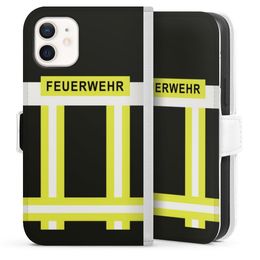 DeinDesign iPhone 12 mini Handy Klapph&uuml;lle Handyh&uuml;lle aus Kunst Leder wei&szlig; Flip Case Fire Fighters Job Fire Fighter Sideflip mit Lasche