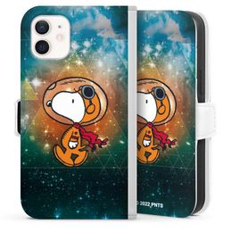 DeinDesign iPhone 12 mini Handy Klapph&uuml;lle Handyh&uuml;lle aus Kunst Leder wei&szlig; Flip Case Astronaut Snoopy Official Licensed Product Sideflip mit Lasche
