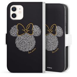 DeinDesign iPhone 12 mini Handy Klapph&uuml;lle Handyh&uuml;lle aus Kunst Leder wei&szlig; Flip Case Minnie Mouse Muster Disney Sideflip mit Lasche