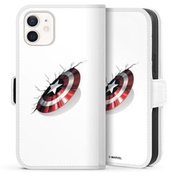 DeinDesign iPhone 12 mini Handy Klapph&uuml;lle Handyh&uuml;lle aus Kunst Leder wei&szlig; Flip Case Captain America Official Licensed Product Marvel Sideflip mit Lasche