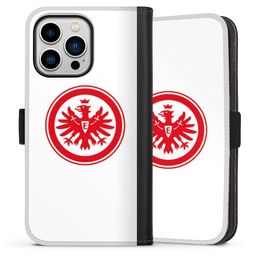 DeinDesign iPhone 13 Pro Handy Klapph&uuml;lle Handyh&uuml;lle aus Kunst Leder schwarz Flip Case Official Licensed Product Sge Eintracht Frankfurt Sideflip mit Lasche