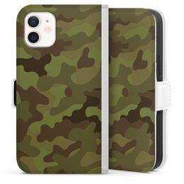 DeinDesign iPhone 12 mini Handy Klapph&uuml;lle Handyh&uuml;lle aus Kunst Leder wei&szlig; Flip Case Camouflage Tarnmuster Army Sideflip mit Lasche