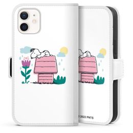 DeinDesign iPhone 12 mini Handy Klapph&uuml;lle Handyh&uuml;lle aus Kunst Leder wei&szlig; Flip Case Dog Official Licensed Product Snoopy Sideflip mit Lasche