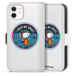 DeinDesign iPhone 12 mini Handy Klapph&uuml;lle Handyh&uuml;lle aus Kunst Leder wei&szlig; Flip Case Peanuts Weltall Snoopy Sideflip mit Lasche