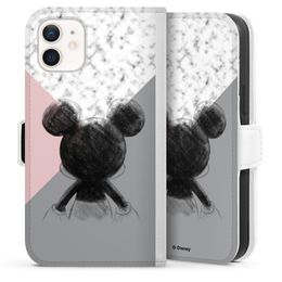 DeinDesign iPhone 12 mini Handy Klapph&uuml;lle Handyh&uuml;lle aus Kunst Leder wei&szlig; Flip Case Marble Disney Mickey Mouse Sideflip mit Lasche