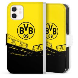 DeinDesign iPhone 12 mini Handy Klapph&uuml;lle Handyh&uuml;lle aus Kunst Leder wei&szlig; Flip Case Merchandise Bvb Borussia Dortmund Sideflip mit Lasche