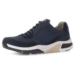 Herren Keilsneaker, Gabor Rollingsoft, Gr. 10,5, blau, Mesh, Nappaleder, Veloursleder, Schuhe, Freizeitschuh, Halbschuh, Schnürschuh mit Logo an der