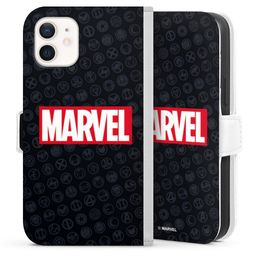 DeinDesign iPhone 12 mini Handy Klapph&uuml;lle Handyh&uuml;lle aus Kunst Leder wei&szlig; Flip Case Logo Marvel Comic Sideflip mit Lasche