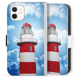DeinDesign iPhone 12 mini Handy Klapph&uuml;lle Handyh&uuml;lle aus Kunst Leder wei&szlig; Flip Case Cloud Lighthouse Sky Sideflip mit Lasche