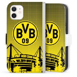 DeinDesign iPhone 12 mini Handy Klapph&uuml;lle Handyh&uuml;lle aus Kunst Leder wei&szlig; Flip Case Bvb Stadium Borussia Dortmund Sideflip mit Lasche