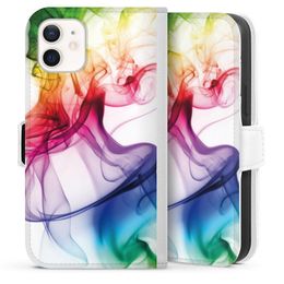 DeinDesign iPhone 12 mini Handy Klapph&uuml;lle Handyh&uuml;lle aus Kunst Leder wei&szlig; Flip Case Rainbow Colour Water Sideflip mit Lasche