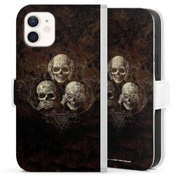DeinDesign iPhone 12 mini Handy Klapph&uuml;lle Handyh&uuml;lle aus Kunst Leder wei&szlig; Flip Case Gothic Art Skulls Sideflip mit Lasche