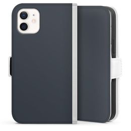 DeinDesign iPhone 12 mini Handy Klapph&uuml;lle Handyh&uuml;lle aus Kunst Leder wei&szlig; Flip Case Anthracite Grey Unicoloured Sideflip mit Lasche