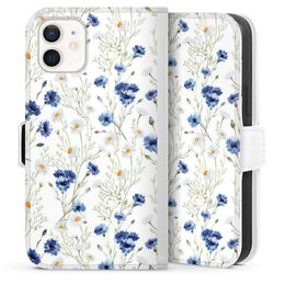 DeinDesign iPhone 12 mini Handy Klapph&uuml;lle Handyh&uuml;lle aus Kunst Leder wei&szlig; Flip Case Flowers Muster Flower Sideflip mit Lasche