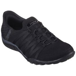 Skechers Damen Slip-On Sneaker "BREATHE-EASY-ROLL-WITH-ME", Gr. 38, schwarz, Textil, Schuhe, Freizeitschuh für Maschinenwäsche geeignet