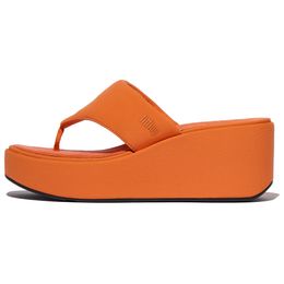 fitflop Damen Zehentrenner "PLATFFORMS WEDGE", Gr. 40, orange, Textil, Schuhe, Keilsandale, Plateauschuh mit gepaddeter Bandage