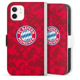 DeinDesign iPhone 12 mini Handy Klapph&uuml;lle Handyh&uuml;lle aus Kunst Leder wei&szlig; Flip Case Camouflage Fc Bayern M&uuml;nchen Fcb Sideflip mit Lasche