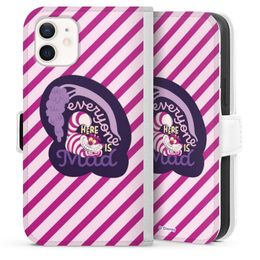 DeinDesign iPhone 12 mini Handy Klapph&uuml;lle Handyh&uuml;lle aus Kunst Leder wei&szlig; Flip Case Disney Grinning Cat Alice In Wonderland Sideflip mit Lasche