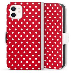 DeinDesign iPhone 12 mini Handy Klapph&uuml;lle Handyh&uuml;lle aus Kunst Leder wei&szlig; Flip Case Points Polka Dots Retro Sideflip mit Lasche
