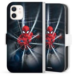DeinDesign iPhone 12 mini Handy Klapph&uuml;lle Handyh&uuml;lle aus Kunst Leder wei&szlig; Flip Case Kinofilm Marvel Spiderman Sideflip mit Lasche