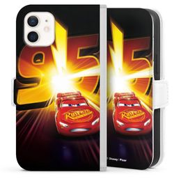DeinDesign iPhone 12 mini Handy Klapph&uuml;lle Handyh&uuml;lle aus Kunst Leder wei&szlig; Flip Case Official Licensed Product Cars Lightning Mcqueen 95 Sideflip mit Lasche