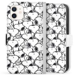 DeinDesign iPhone 12 mini Handy Klapph&uuml;lle Handyh&uuml;lle aus Kunst Leder wei&szlig; Flip Case Peanuts Snoopy Muster Sideflip mit Lasche