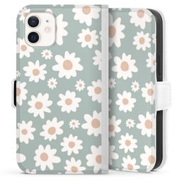 DeinDesign iPhone 12 mini Handy Klapph&uuml;lle Handyh&uuml;lle aus Kunst Leder wei&szlig; Flip Case Daisy Muster Flowers Sideflip mit Lasche
