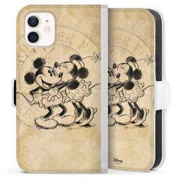 DeinDesign iPhone 12 mini Handy Klapph&uuml;lle Handyh&uuml;lle aus Kunst Leder wei&szlig; Flip Case Minnie Mouse Vintage Mickey Mouse Sideflip mit Lasche