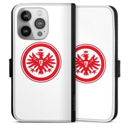 DeinDesign iPhone 14 Pro Handy Klapph&uuml;lle Handyh&uuml;lle aus Kunst Leder schwarz Flip Case Official Licensed Product Sge Eintracht Frankfurt Sideflip mit langer 