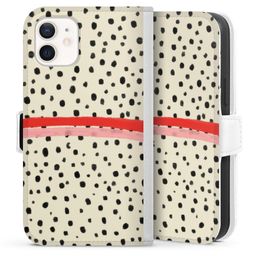 DeinDesign iPhone 12 mini Handy Klapph&uuml;lle Handyh&uuml;lle aus Kunst Leder wei&szlig; Flip Case Stripes Points Kunst Sideflip mit Lasche
