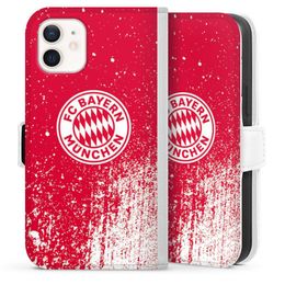 DeinDesign iPhone 12 mini Handy Klapph&uuml;lle Handyh&uuml;lle aus Kunst Leder wei&szlig; Flip Case Fcb Official Licensed Product Fc Bayern M&uuml;nchen Sideflip mit Lasche