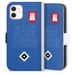 DeinDesign iPhone 12 mini Handy Klapph&uuml;lle Handyh&uuml;lle aus Kunst Leder wei&szlig; Flip Case Official Licensed Product Hamburg Hamburger Sv Sideflip mit Lasche