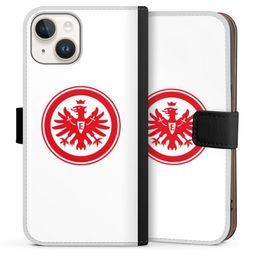 DeinDesign iPhone 14 Handy Klapph&uuml;lle Handyh&uuml;lle aus Kunst Leder schwarz Flip Case Official Licensed Product Sge Eintracht Frankfurt Sideflip mit Lasche