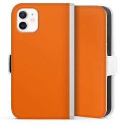 DeinDesign iPhone 12 mini Handy Klapph&uuml;lle Handyh&uuml;lle aus Kunst Leder wei&szlig; Flip Case Orange Unicoloured Colour Sideflip mit Lasche