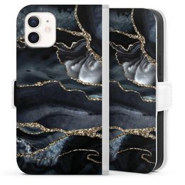 DeinDesign iPhone 12 mini Handy Klapph&uuml;lle Handyh&uuml;lle aus Kunst Leder wei&szlig; Flip Case Marble Trends Glitzer Sideflip mit Lasche