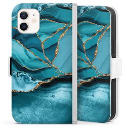 DeinDesign iPhone 12 mini Handy Klapph&uuml;lle Handyh&uuml;lle aus Kunst Leder wei&szlig; Flip Case Marble Gemstone Glitzer Sideflip mit Lasche