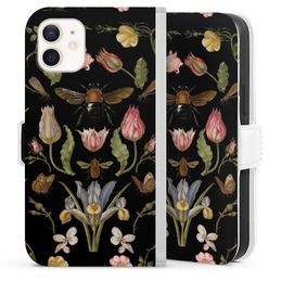 DeinDesign iPhone 12 mini Handy Klapph&uuml;lle Handyh&uuml;lle aus Kunst Leder wei&szlig; Flip Case Flower Wreath Bee Blossom Sideflip mit Lasche