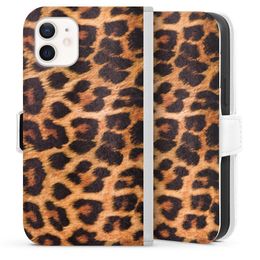 DeinDesign iPhone 12 mini Handy Klapph&uuml;lle Handyh&uuml;lle aus Kunst Leder wei&szlig; Flip Case Animal Print Leopard Fur Sideflip mit Lasche