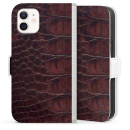 DeinDesign iPhone 12 mini Handy Klapph&uuml;lle Handyh&uuml;lle aus Kunst Leder wei&szlig; Flip Case Leather Crocodile Animal Print Sideflip mit Lasche