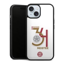 DeinDesign iPhone 15 Handy Gallery Case Handyh&uuml;lle 9H Geh&auml;rtetes Glas R&uuml;ckseite H&uuml;lle Official Licensed Product Master Fc Bayern M&uuml;nchen Gallery Case