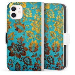 DeinDesign iPhone 12 mini Handy Klapph&uuml;lle Handyh&uuml;lle aus Kunst Leder wei&szlig; Flip Case Flowers Vintage Ornament Sideflip mit Lasche